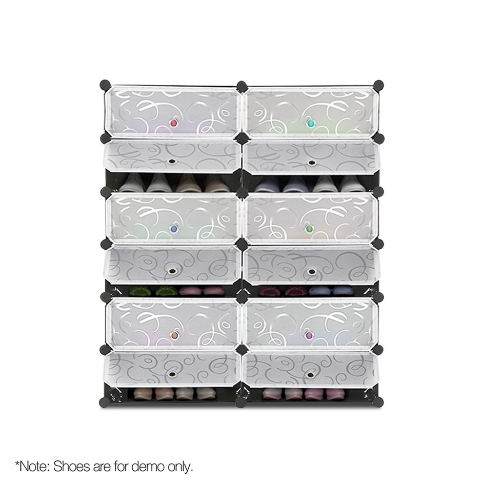 Buy 12 Cube Stackable Shoe Rack Storage Cabinet - Black & White | Grays ...