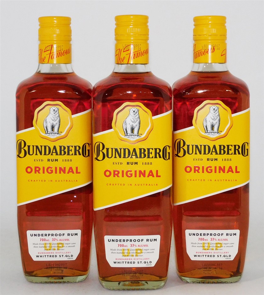 Bundaberg Rum Original (3 x 700mL) Auction (0002-2474099) | Grays Australia