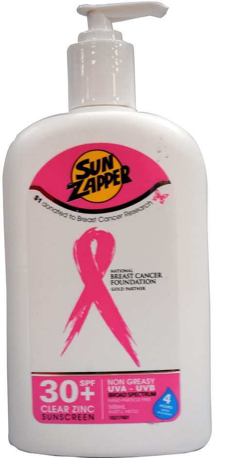 Buy 12 x Sun Zapper 500ml Clear Zinc Sunscreen 30+ Pink Ribbon | Grays ...