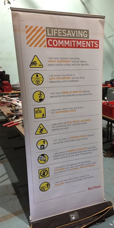 Rio Tinto Life Saving Commitments Safety Sign Retractable with Carry ...