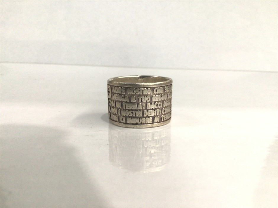 925 Sterling Silver TUUM Ring with Pater Noster Latin Text in relief ...