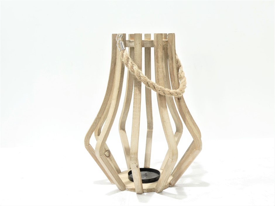 Wood Slatted Pear Lantern (S) Auction (0064-2186140) | Grays Australia