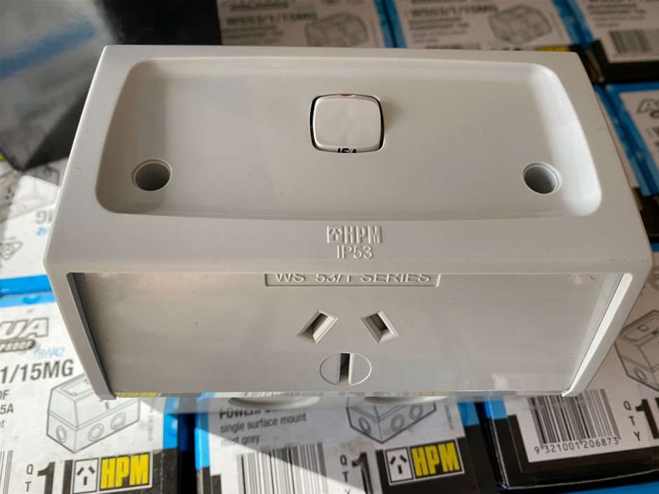 HPM Aqua Weatherproof Powerpoint 15A IP53, Single Surface Mount, Mist ...