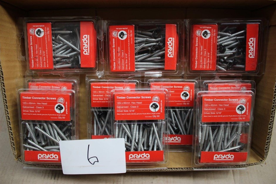10 X Packs Of New Pryda Timber Connector Screws 12G X 65Mm Hex Head ...
