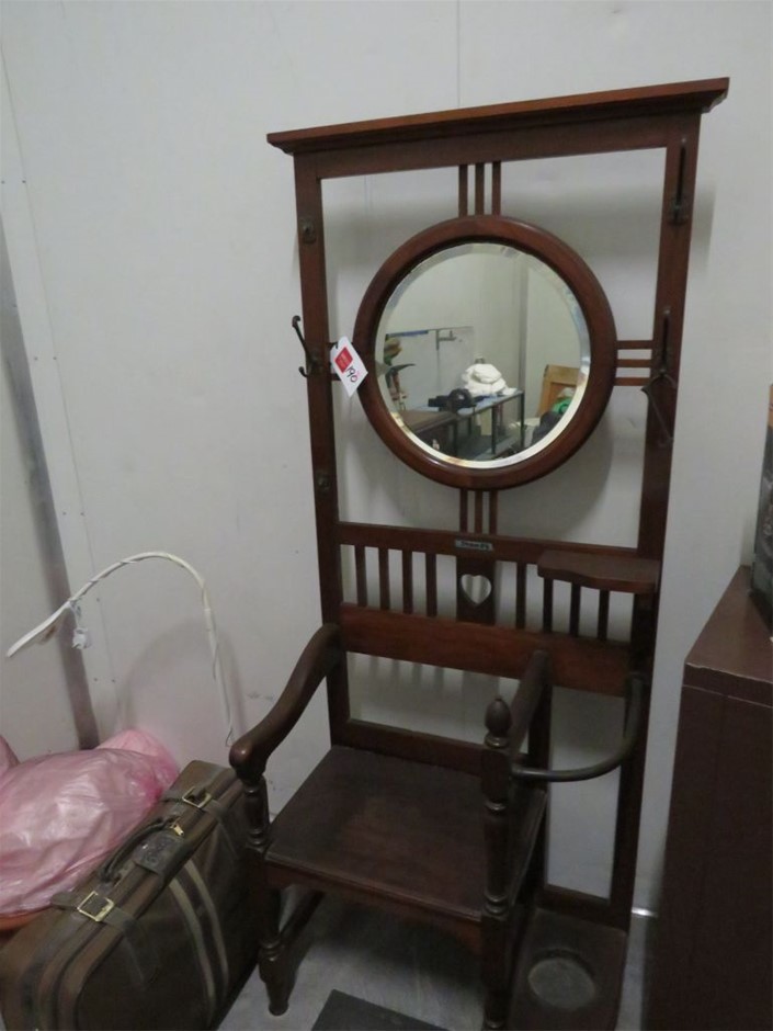 Vintage Hall Stand & Timber Display Cabinet Auction (0190-5044800 ...
