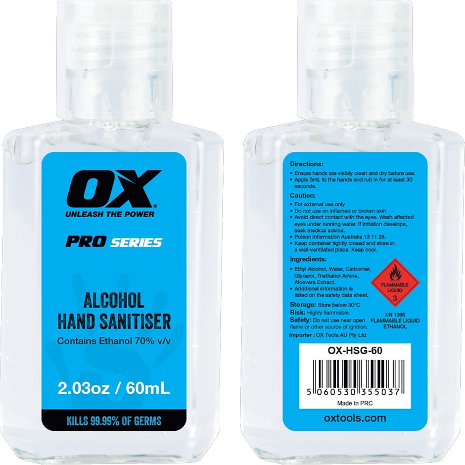 Pallet of 7680 x 60ml OX PRO SERIES Hand Sanitisers 70% Ethanol Auction ...
