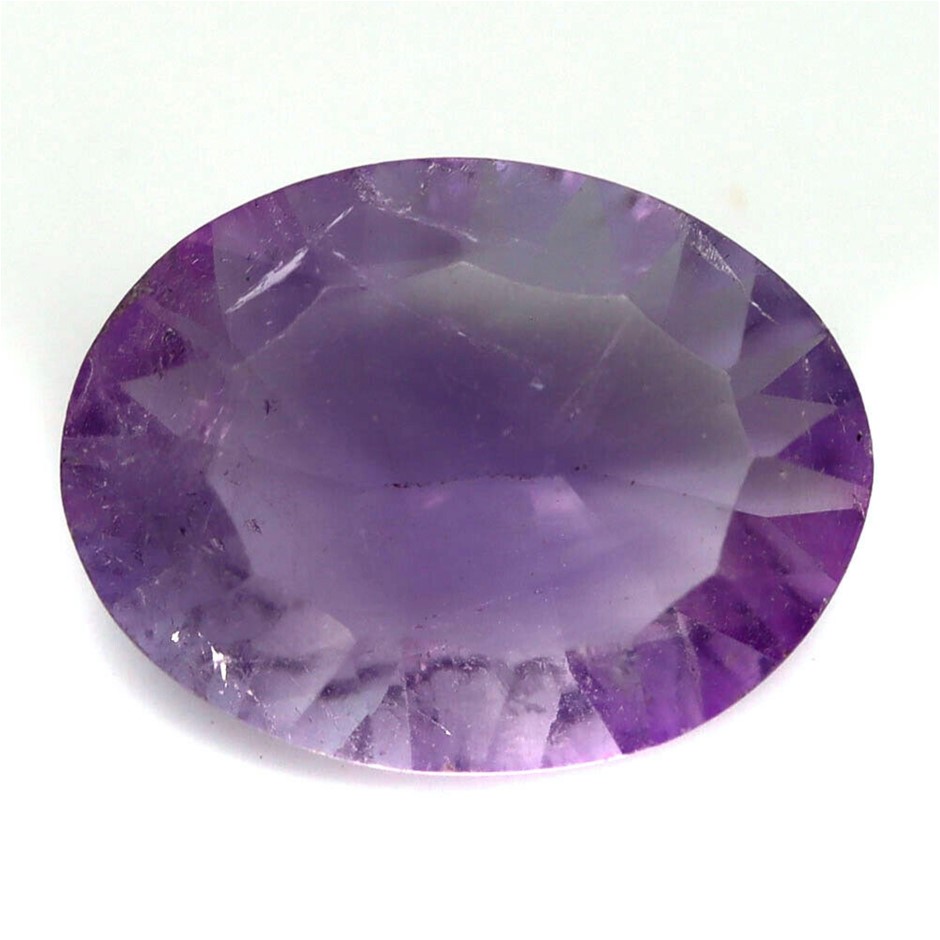 6.32ct Oval Concave Facet Cut Amethyst Gemstone - 1Pc Auction (0001 ...