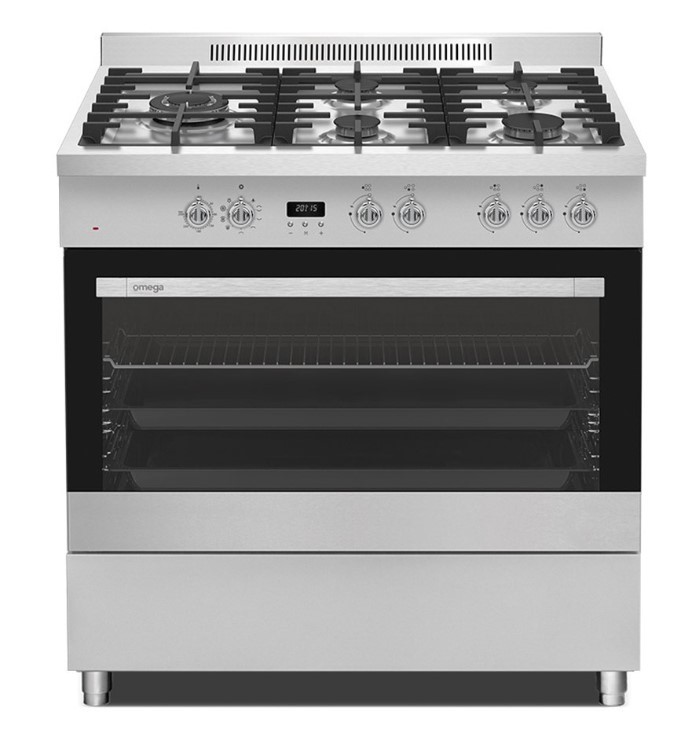 Omega 90cm Freestanding Cooker 5 Gas Burner With Central Wok Auction ...