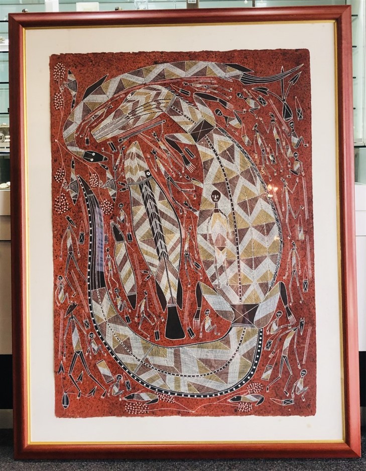 Aboriginal painting, artist – Bruce Nabegeyo ''Umbanger & Gooloonbar ...