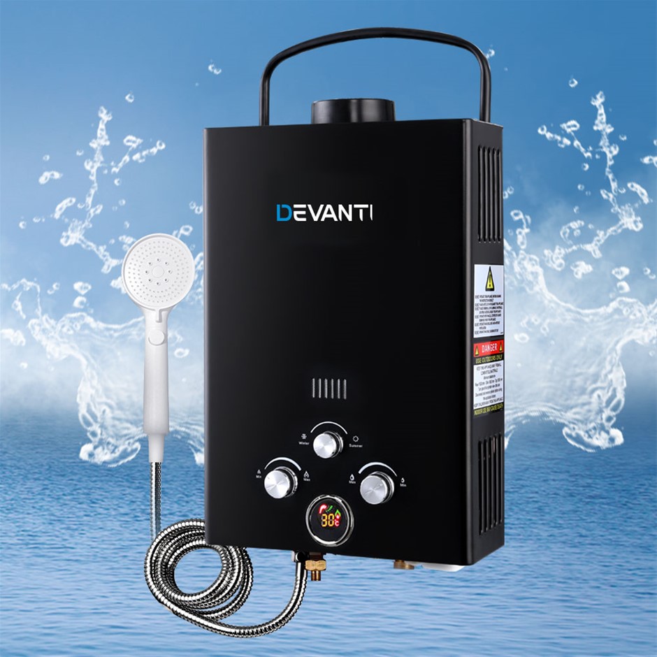 Buy Devanti Gas Hot Water Heater Portable Shower Camping LPG Caravan ...