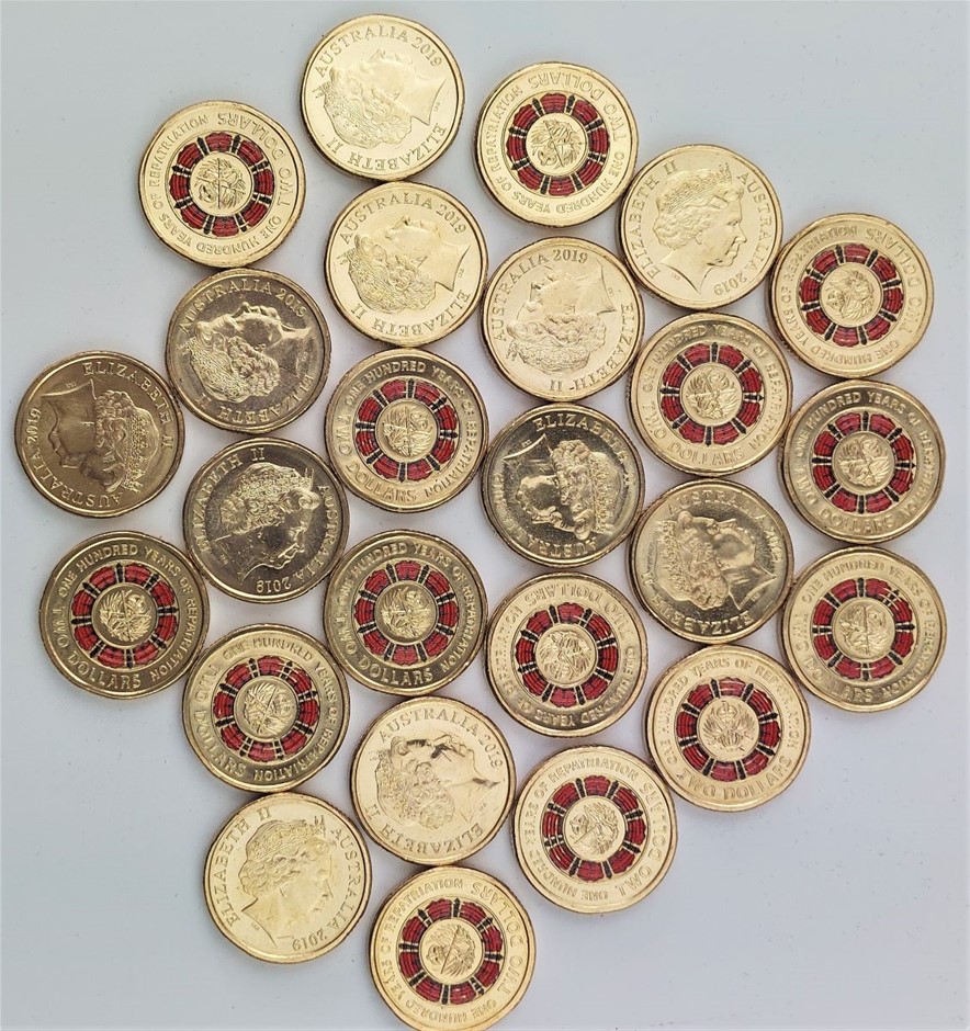 2019 Repatriation $2 Coloured Coins x 25 - ex mint roll Auction (0030 ...