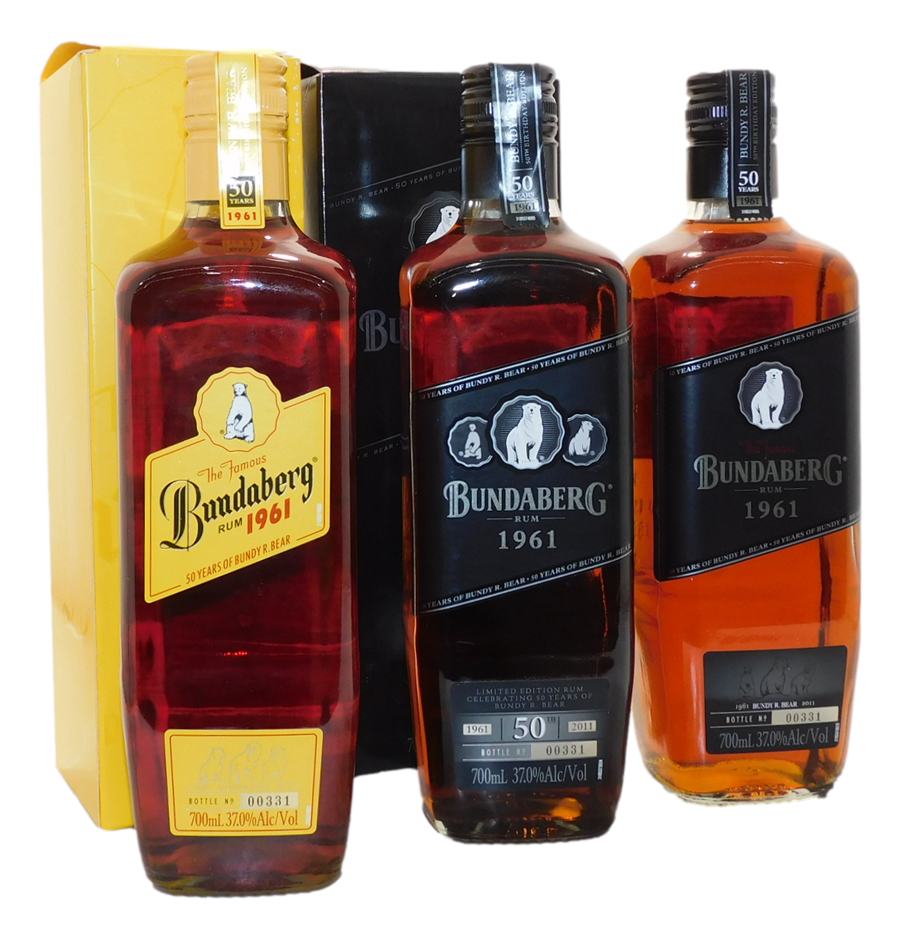 Bundaberg 2011 BIRTHDAY BEAR RUM 1961 (3x 700mL) Auction (0023-10712800 ...