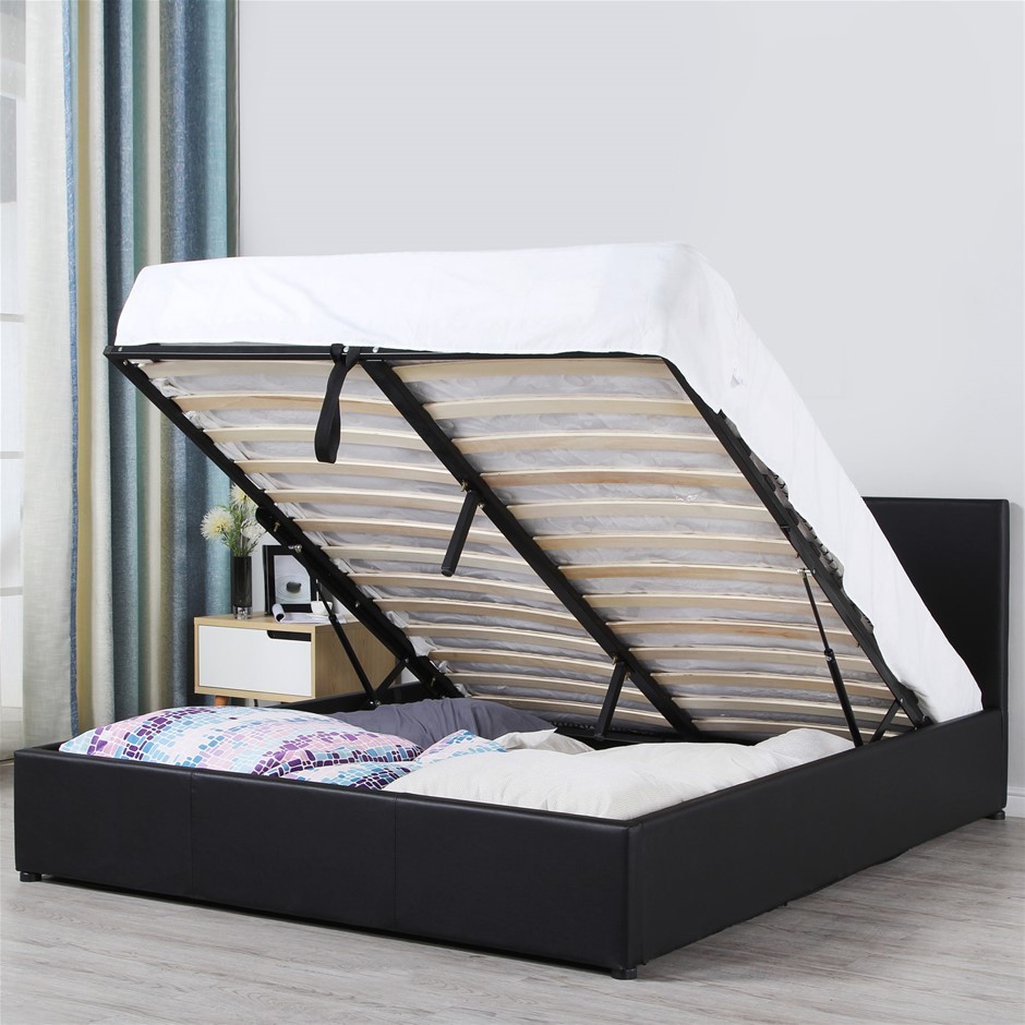 Buy Milano Gas Lift Bed Frame & Headboard - King - Black | Grays Australia