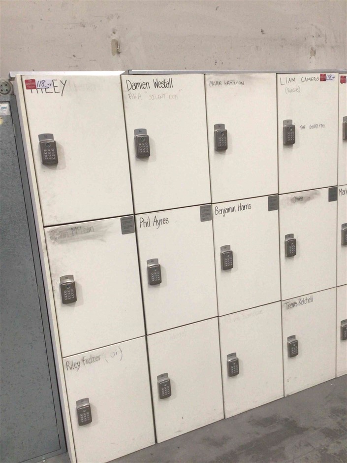 4x 3 Door Timber Laminate Lockers with Interlock Door Locking Device ...