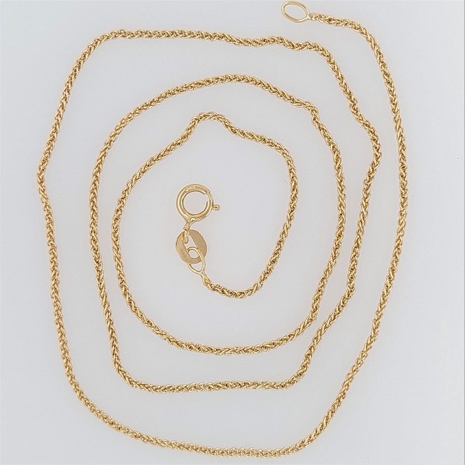 18CT Y/G Fine Wheat Link Chain Auction (0181-2546446) | Grays Australia