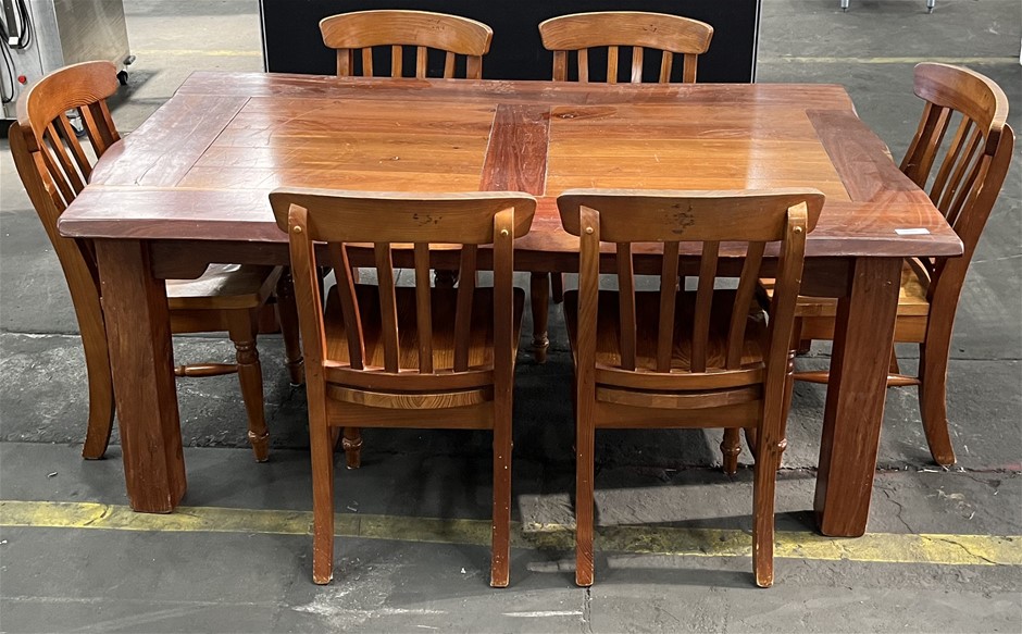 7 Piece Solid Timber Dining Setting Auction (0053-5049969) | Grays ...