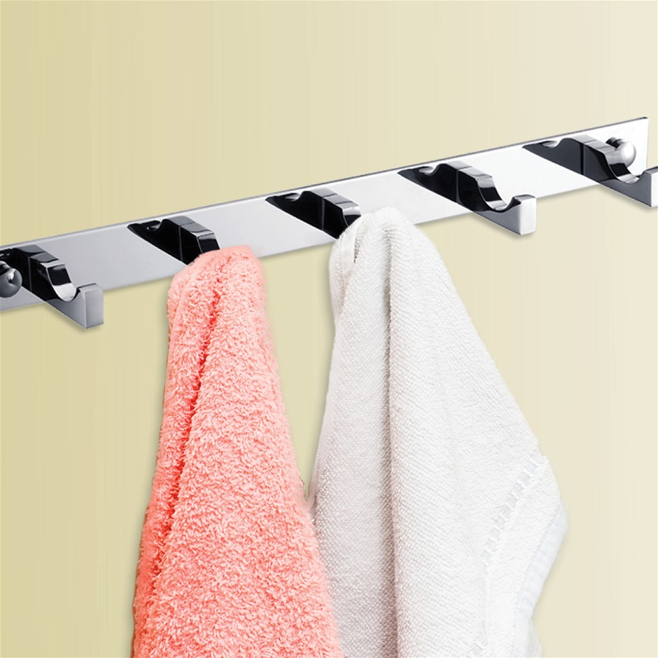 Buy 5-Hook Bathroom Robe and Towel Rail Bar Rack | Grays Australia