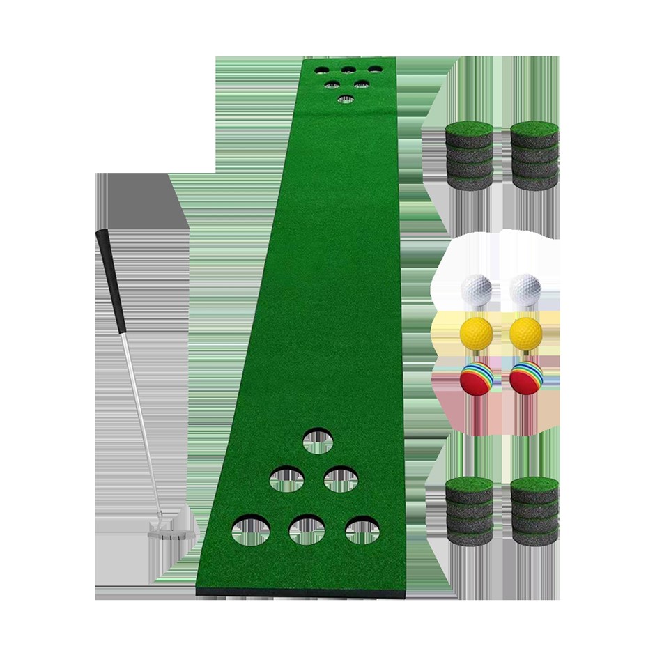 Buy Golf Beer Pong Game Toy Set Green Golf Putting Matt with 2 Putters ...