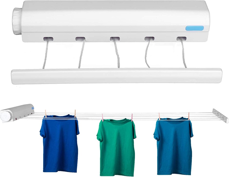 Buy Retracting Clothesline 5 Line 39m Hanging Clothes Space Hanger ...