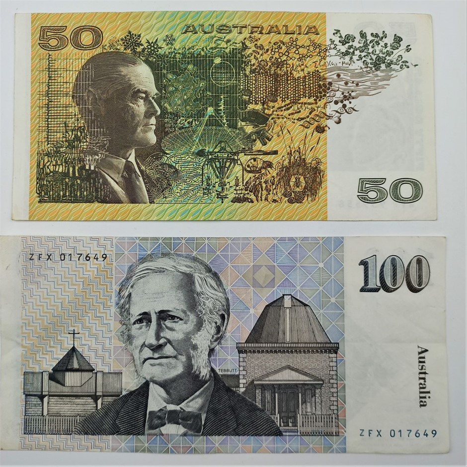 Australia Decimal Paper Banknotes- $50 & $100 Auction (0001-2546160 ...