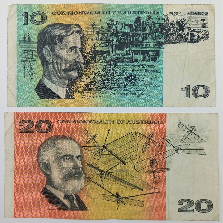 Commonwealth of Australia Paper Decimal Banknotes- $10 & $20 Auction ...