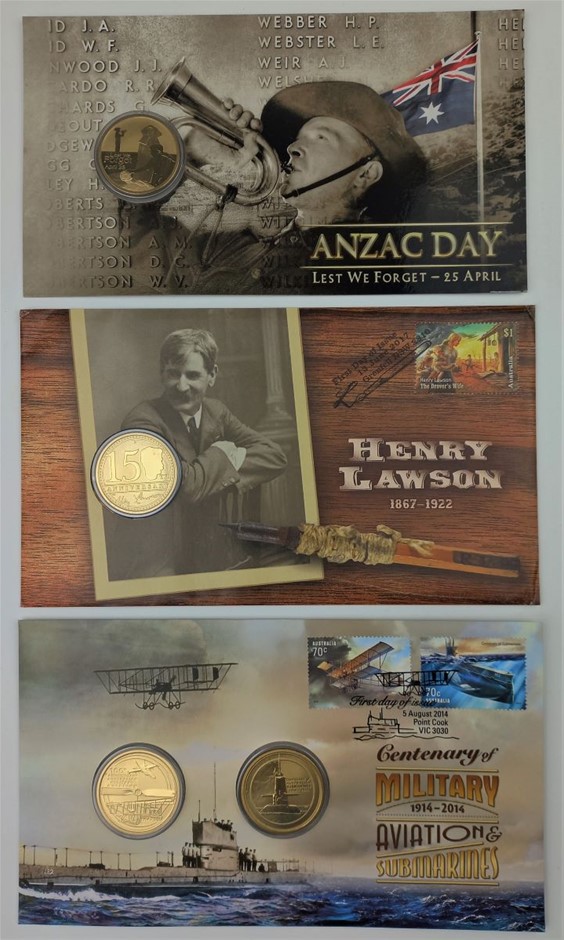 Commemorative PNC's x 3 - ANZAC Day, Henry Lawson, Centenary of ...