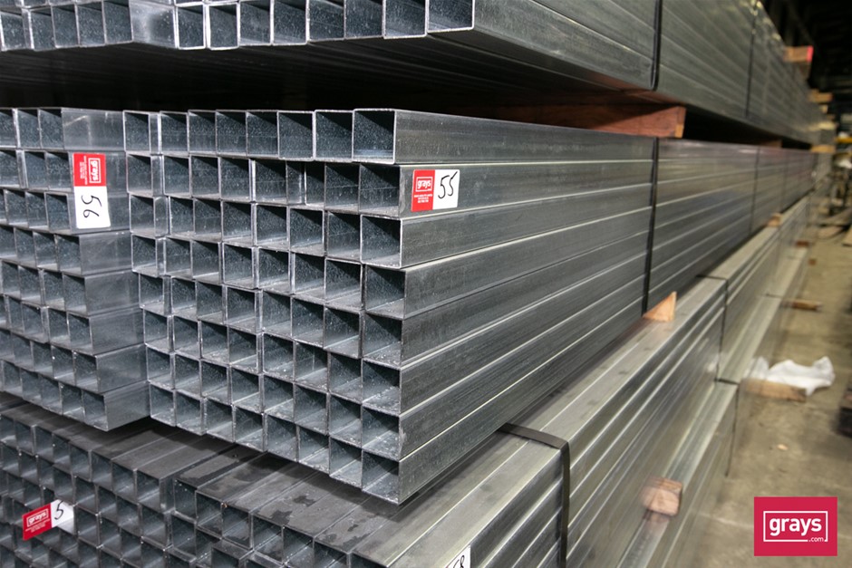 Unused 50mm x 50mm x 8Mtrs of SHS Galvanise in Pack of 64 Piece Auction ...