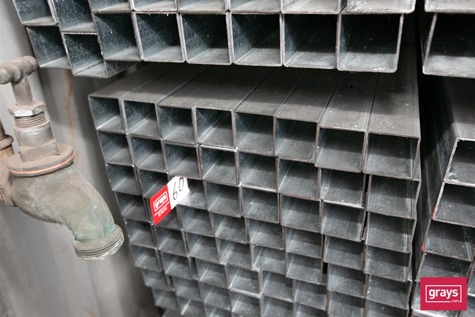 Unused 50mm x 50mm x 8Mtrs of SHS Galvanise in Pack of 64 Piece Auction ...