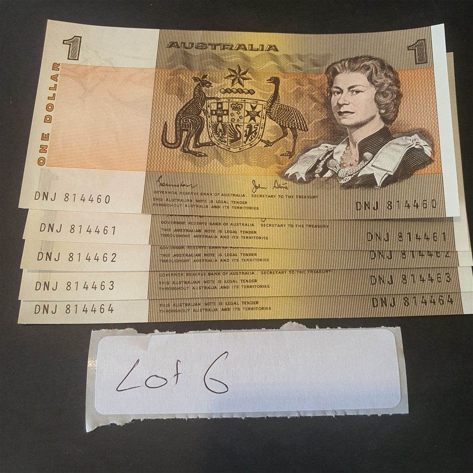 Consecutive $1 notes x5 Auction (0006-7123183) | Grays Australia