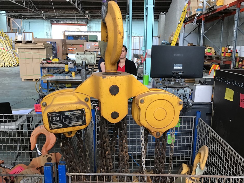 Austlift 20 Ton x 6 Meter Chain Anchor Chain Block, W-3 Auction (0034 ...