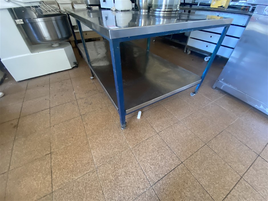 Mobile bakers bench with stainless steel top Approx. W 2340 x D Auction ...