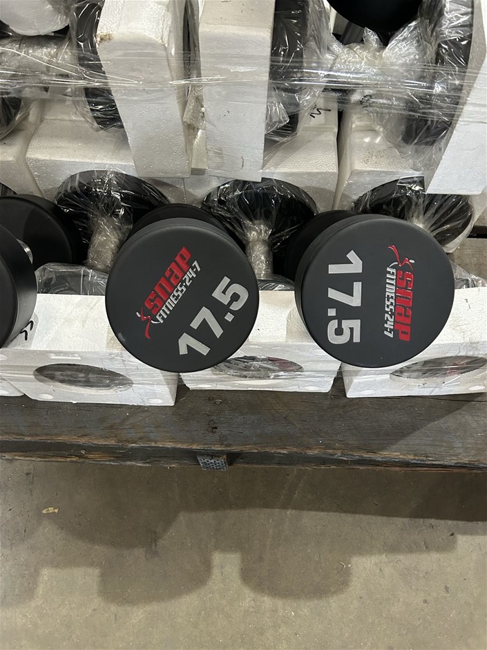 Snap Fitness - PU Dumbbell Set - 12.5kg to 60kg pairs- 2.5kg incr ...