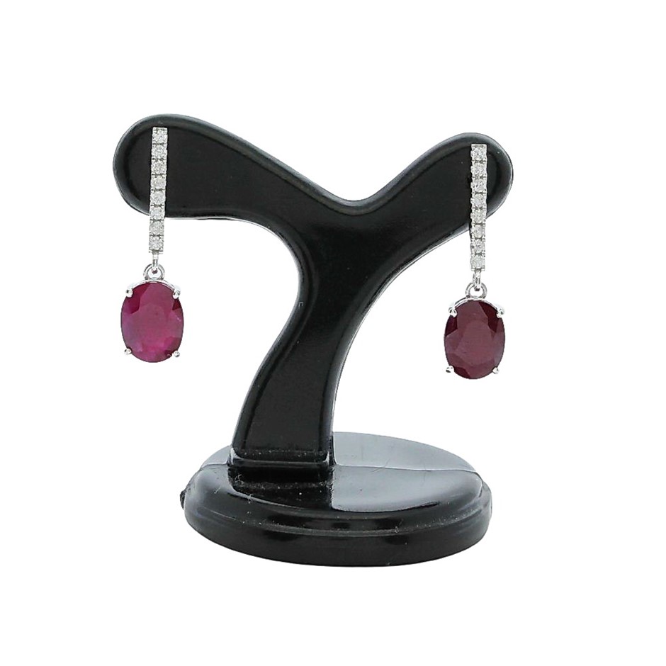 9ct White Gold, 2.77ct Ruby and Diamond Earring Auction (0003-2548593) | Grays Australia