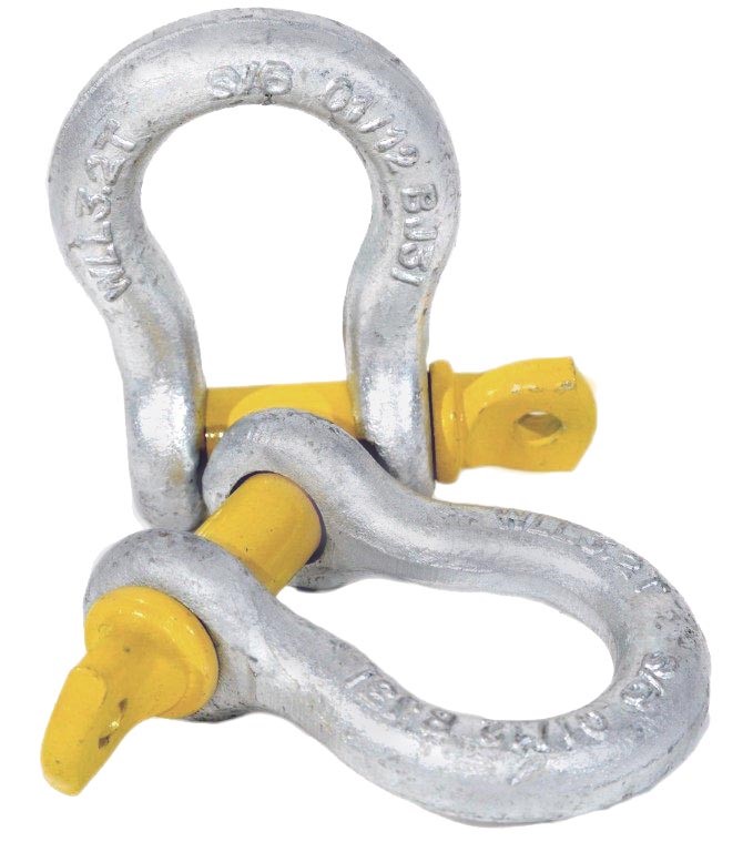 12 x Bow Shackles, WLL 3.2T, Screw Pin Type, Grade S. Yellow Pin ...
