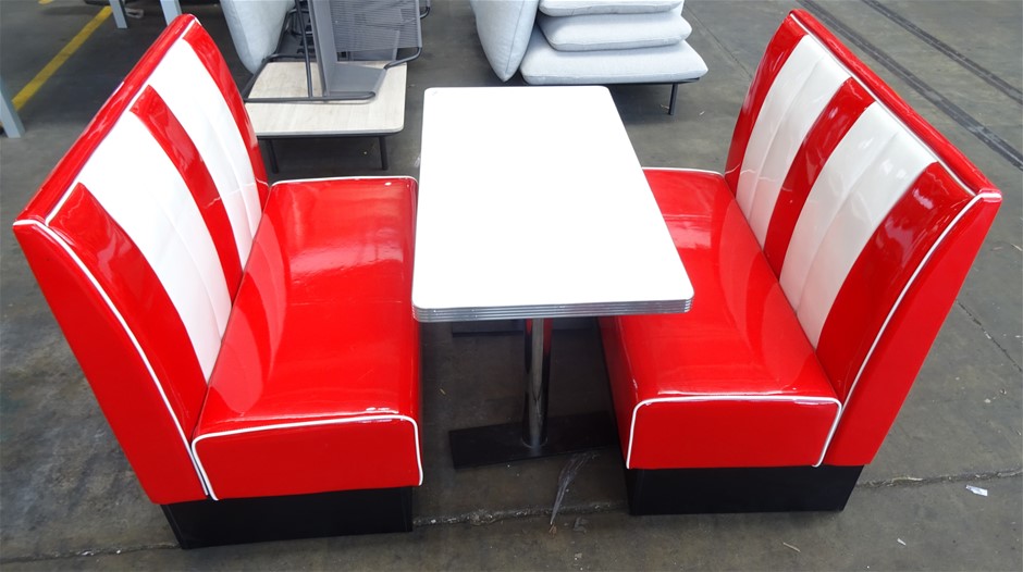 Chair Booth Red & White & Table Auction (0001-5051414) | Grays Australia