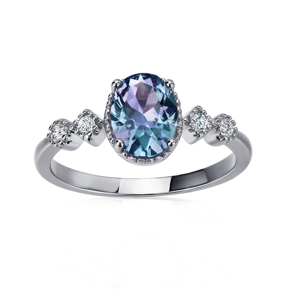 Elegant 18k White Gold Vermeil Alexandrite 1.00-carat Ring Size 7 ...