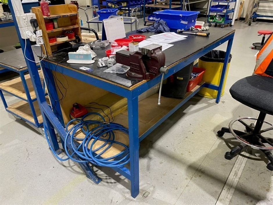 Steel Fabricated Workbench with Vice Auction (1140-3024855) | Grays ...