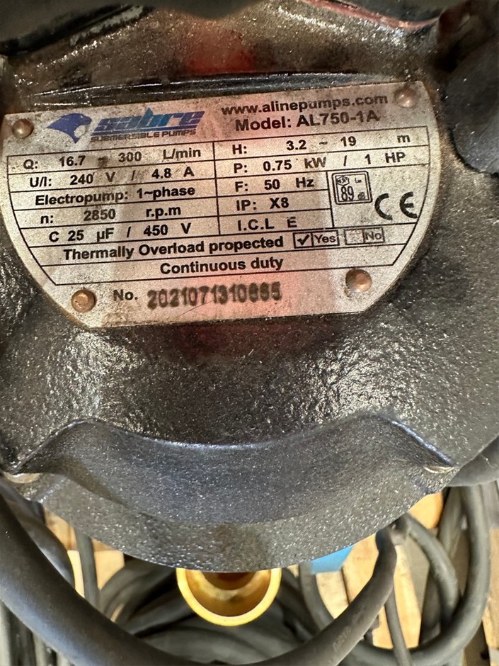 Aline AL750-1A Stormwater pump Auction (0013-5051738) | Grays Australia