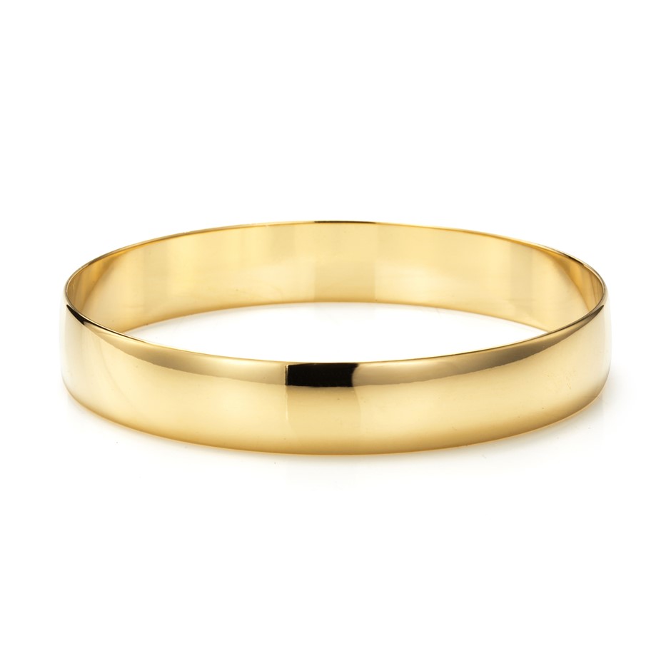 Stunning Extra Wide 18ct Yellow Gold Plated Plain Bangle (Large ...