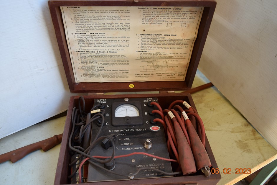 Vintage James Biddle & Co Motor Rotation Tester Auction (0099-9038738 ...