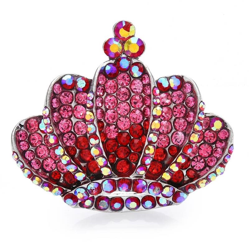 Designer Simulated Diamond Pink Royal Crown Brooch Pin Auction (0073 ...