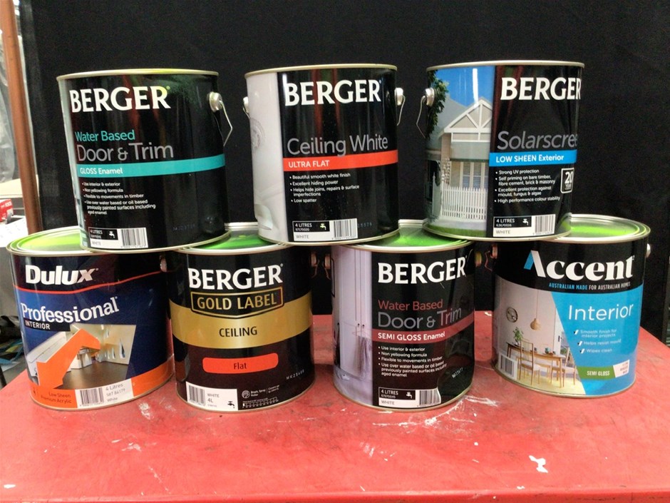39 x Assorted 4 Litre Tins of Paint Auction (0062-3024884) | Grays ...