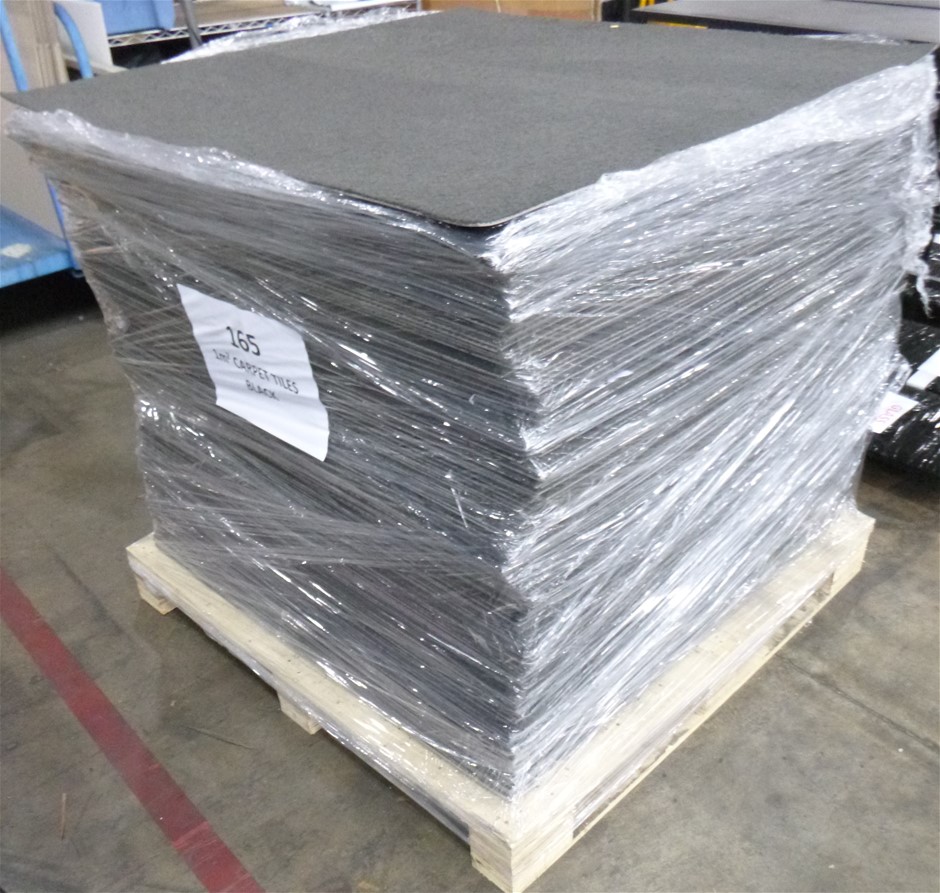 Bulk Pallet Of Approx 165 Square Black Carpet Tiles Auction (0002 ...