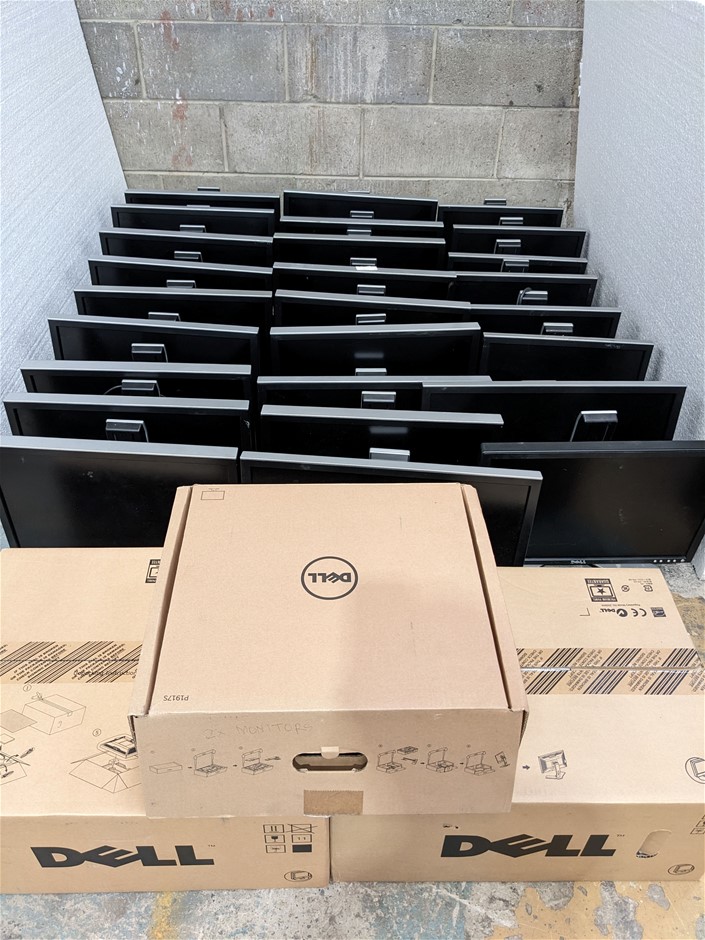 Pallet of Dell Computer Monitors (approx 29). Some new in box. Auction ...