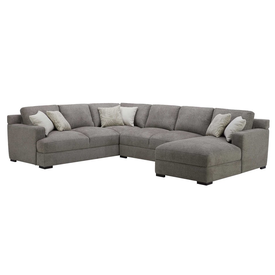GILMAN Ruston 4-Piece Modern Fabric Sectional Sofa Lounge With Pillows ...