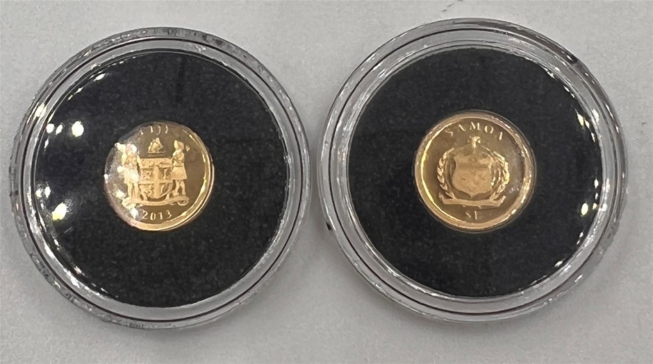 1 X 2013 Fiji 14ct Yellow Gold Coin & 1 X Samoa 14ct Yellow Gold $1 ...