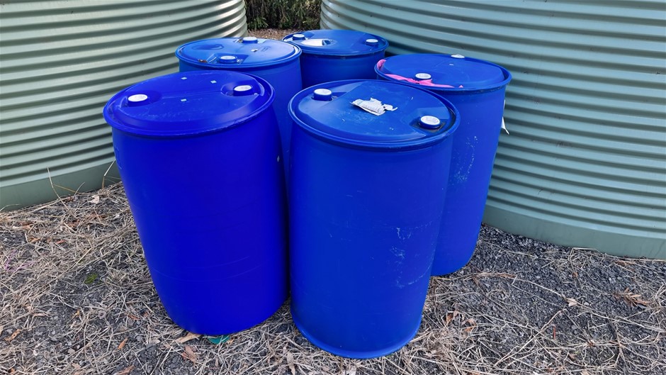 5 X Plastic 200Lt Drums Auction (0165-3025158) | Grays Australia