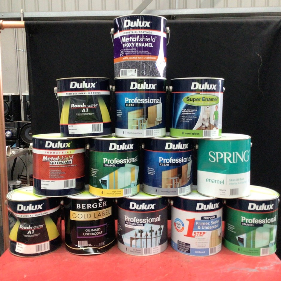 39 x Assorted 4 Litre Tins of Paint Auction (0066-3024984) | Grays ...