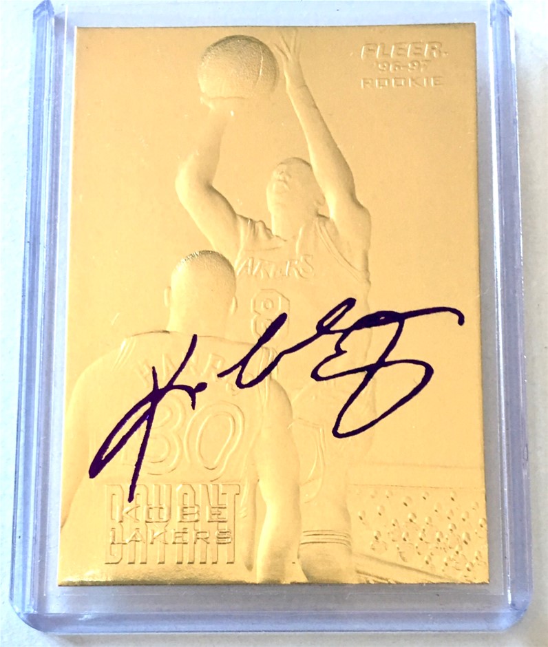 1996-97 KOBE BRYANT FLEER 23K Gold ROOKIE Card Purple Signature Auction ...