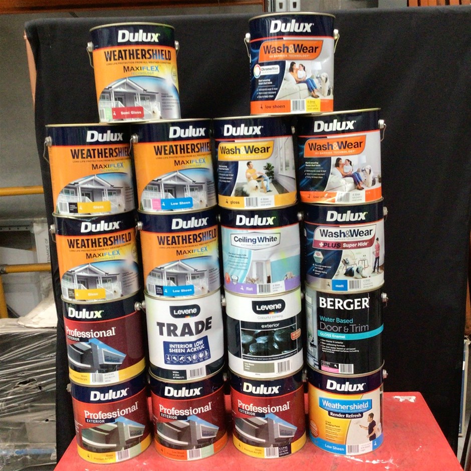 39 x Assorted 4 Litre Tins of Paint Auction (0058-3025610) | Grays ...